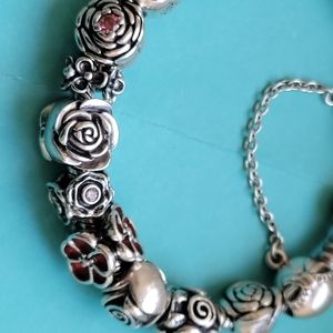 Pandora | Jewelry | Pandora Silver Gold Clasp Bracelet Theme Rose ...